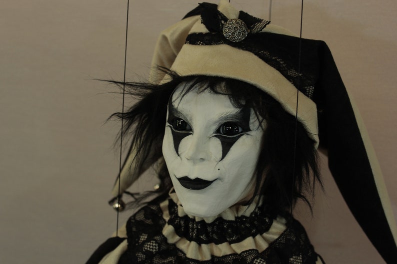 Marionette Black and White Harlequin Puppet Ooak Artdoll - Etsy