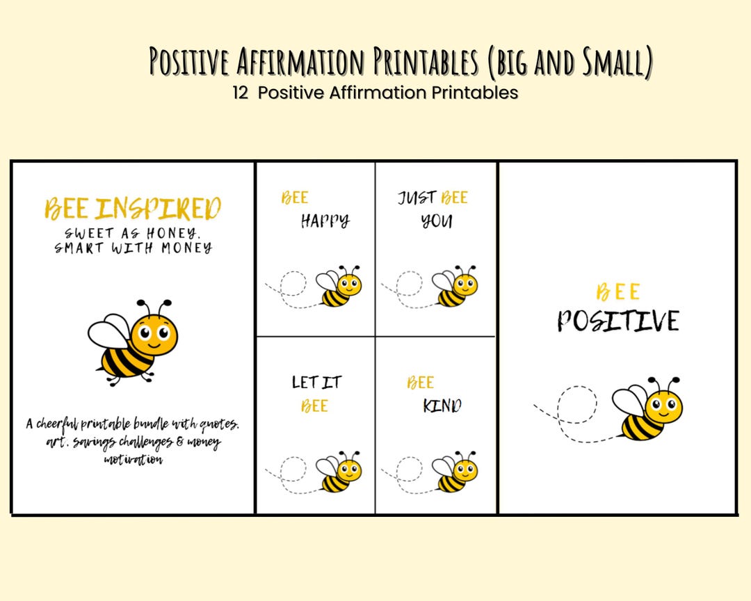 Bee Inspired Printable Bundle | Bee Coloring Pages | Positive ...
