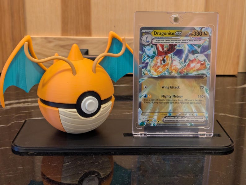 Dragonite Ex Card Display – 3D Printed Stand & Pokeball - Etsy