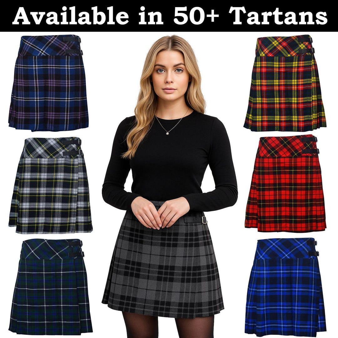 Women Scottish Tartan Ladies Kilt Skirt – Back Pleated Girls Women's ...