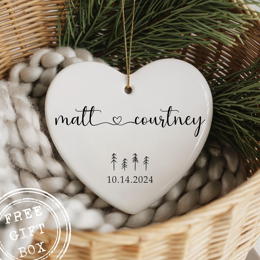Handmade Wedding Date Heart Ornament - Personalized Couple Keepsake ...