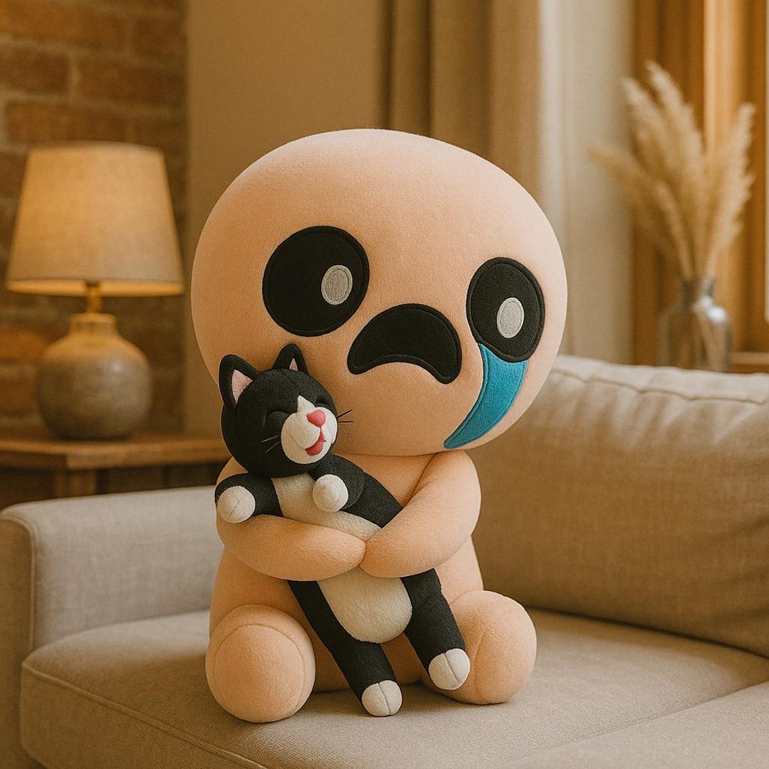 Isaac Plush – the Binding of Isaac Soft Toy Holding a Cat - Etsy