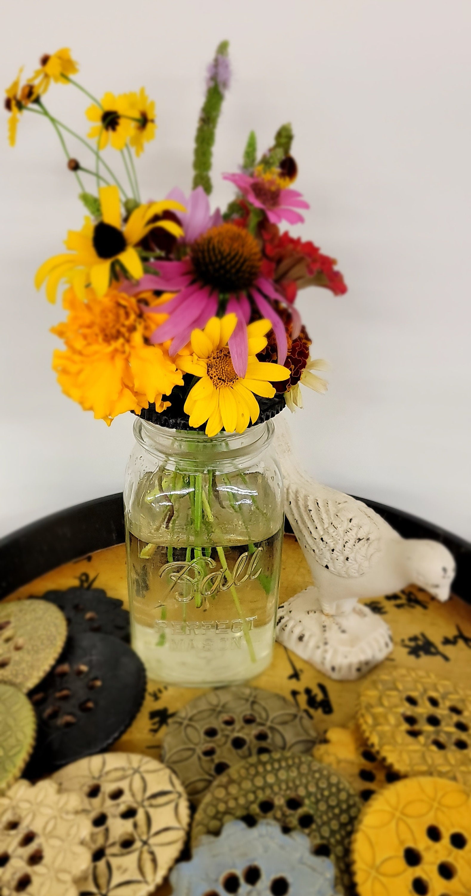 Ceramic Flower Frog Mason Jar Vase Topper Centerpiece Flower Arranging ...