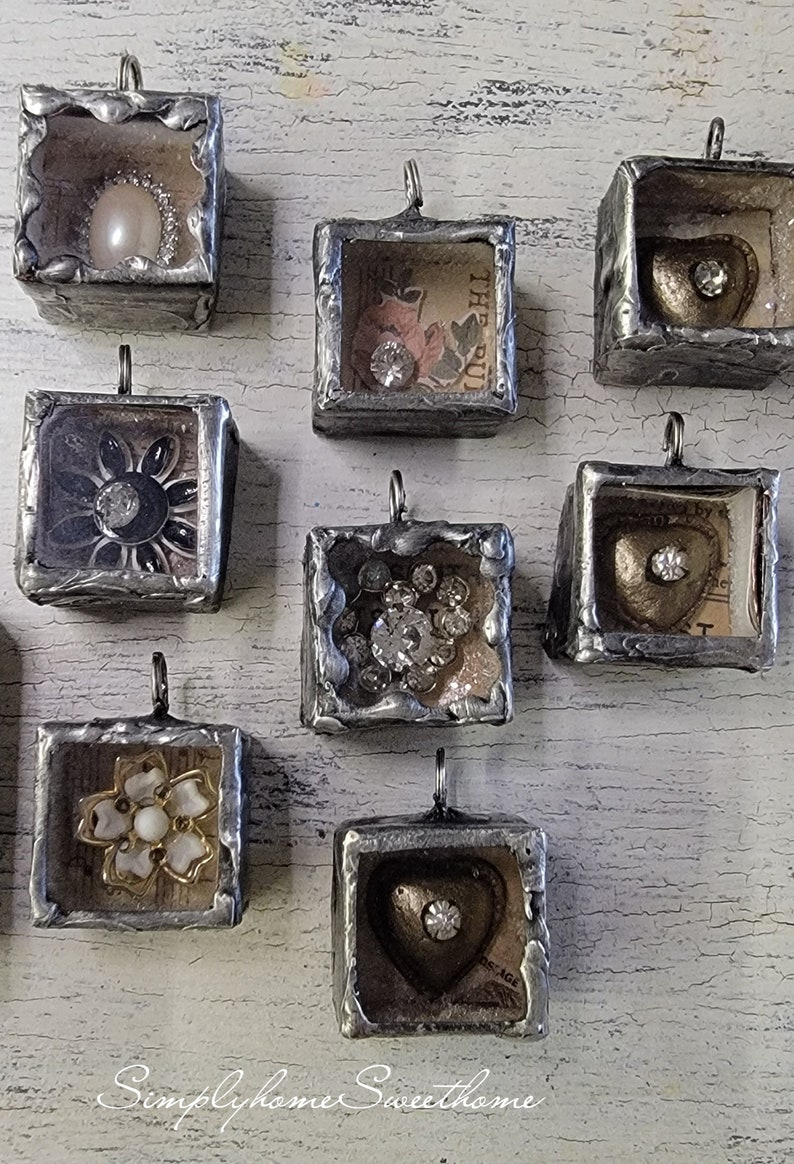 Soldered Distressed Charm Shadow Box Pendant | Etsy