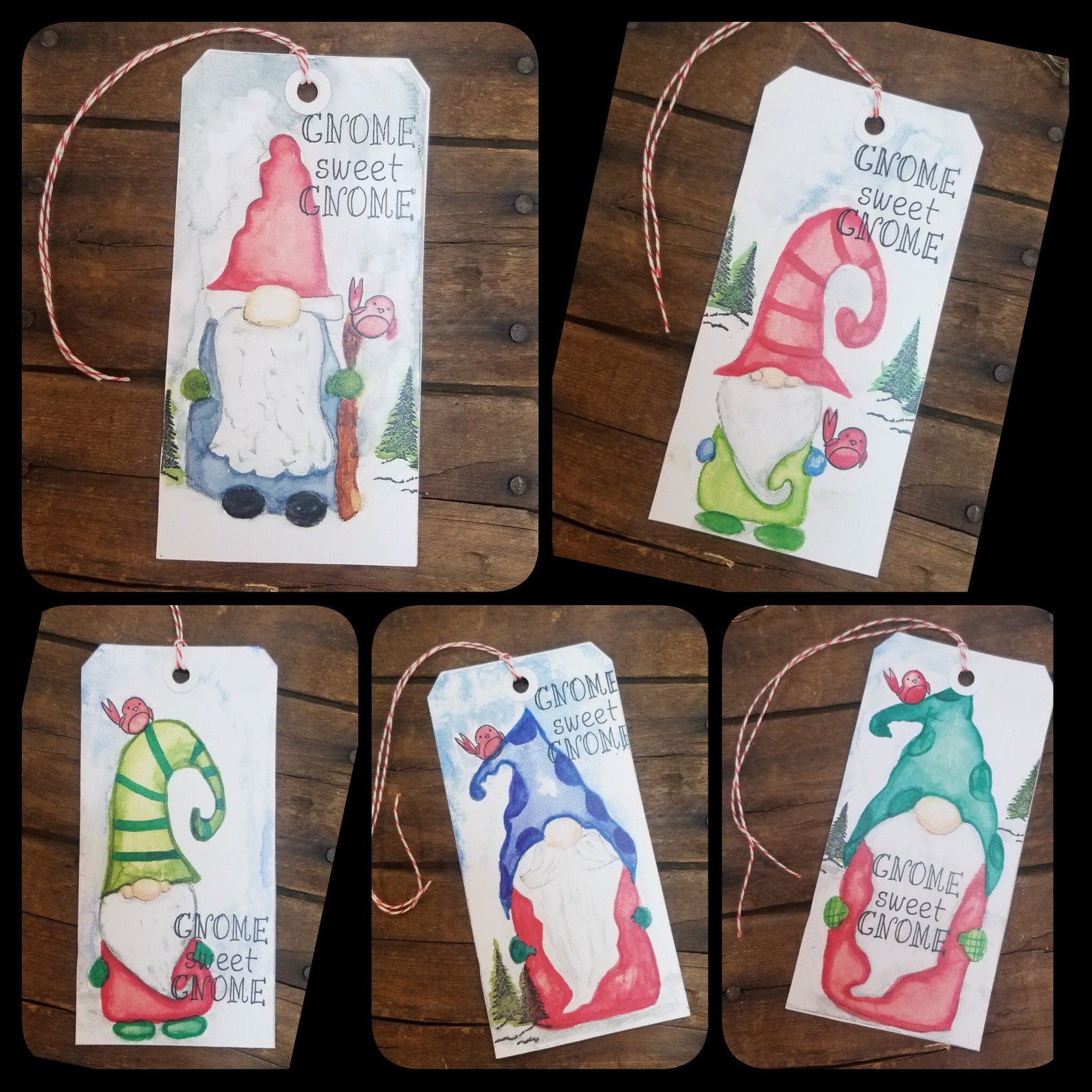 Gnome Gift Tags Set of 5, Gnomes, Christmas Gift, Gift Tags, Original ...