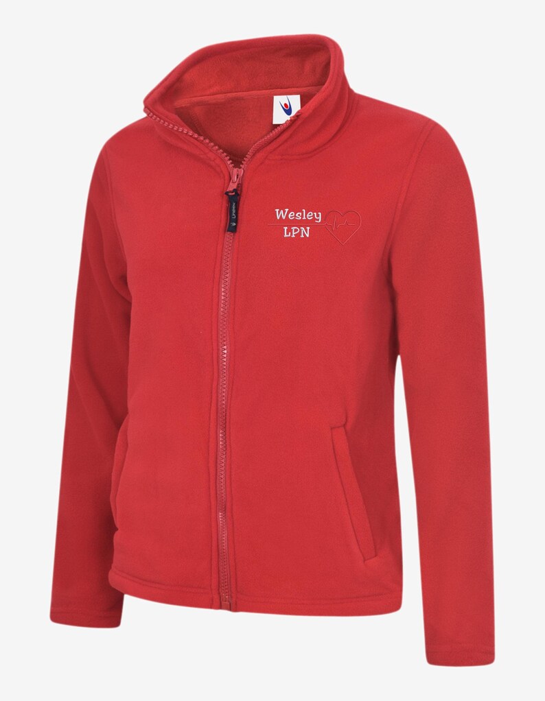 Nurse Fleece Jacket, Personalised Full Zip Nursing Coat, Custom RN LPN ...