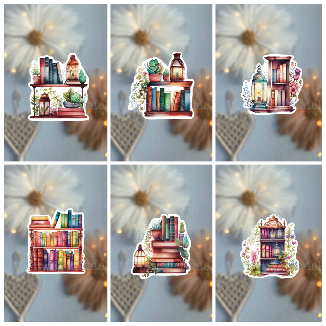 Vintage Boho Book Stack Vinyl Stickers Readers, Book Lovers, Book Nerds ...