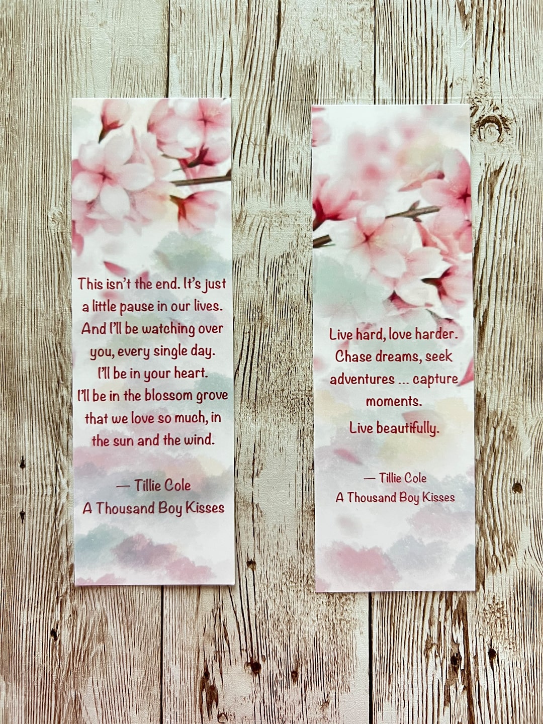 Set of 2 A Thousand Boy Kisses Themed Bookmarks, Book Lovers, Cherry ...