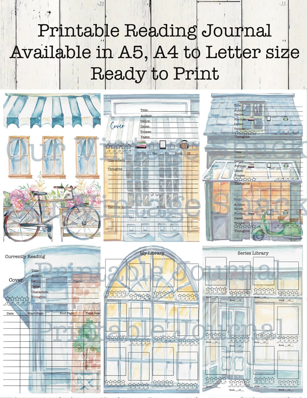 Books and Coffee Printable Reading Journal, PDF, A5 to Letter Size ...