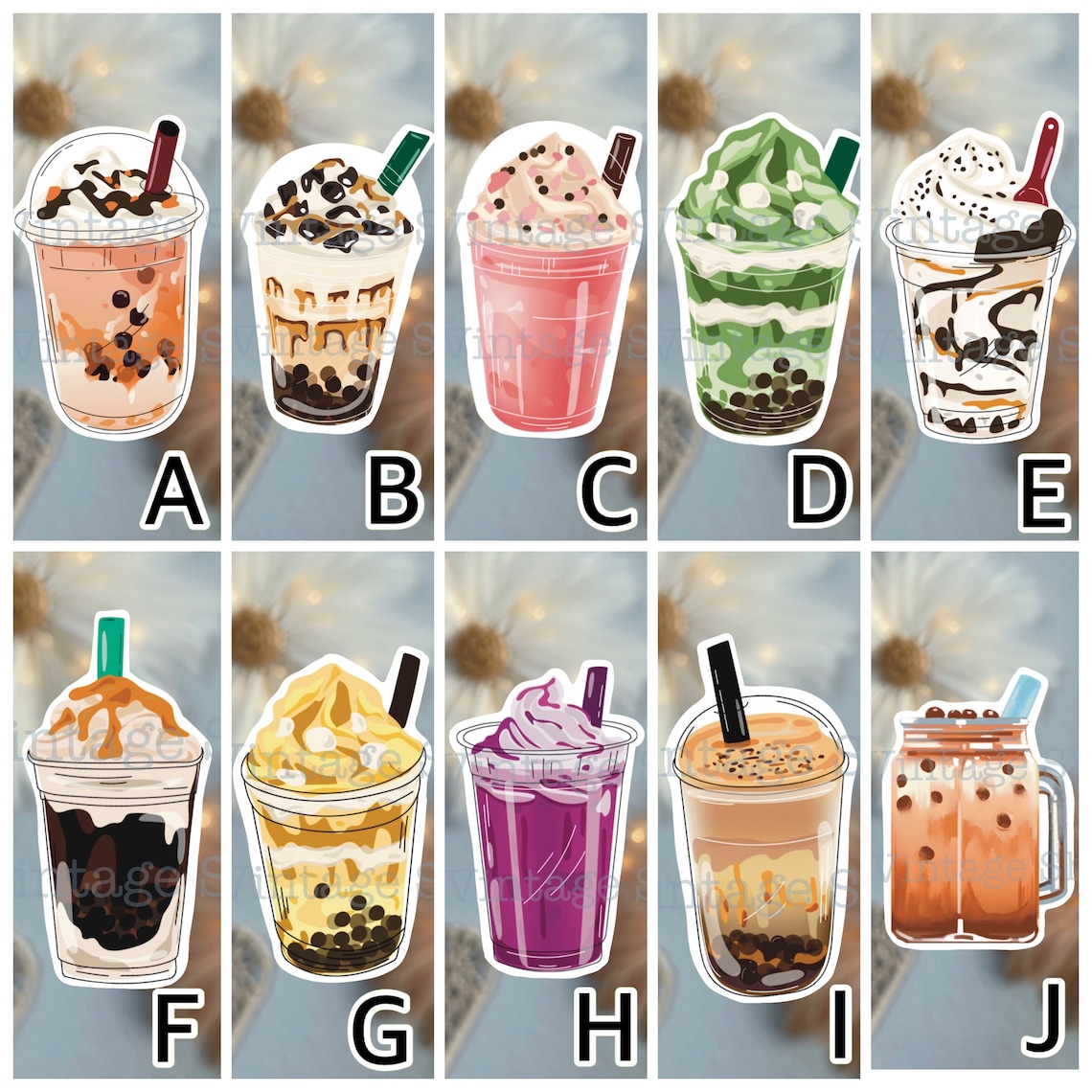 Bubble Tea Boba Tea Watercolor Vinyl Matte or Glossy - Etsy