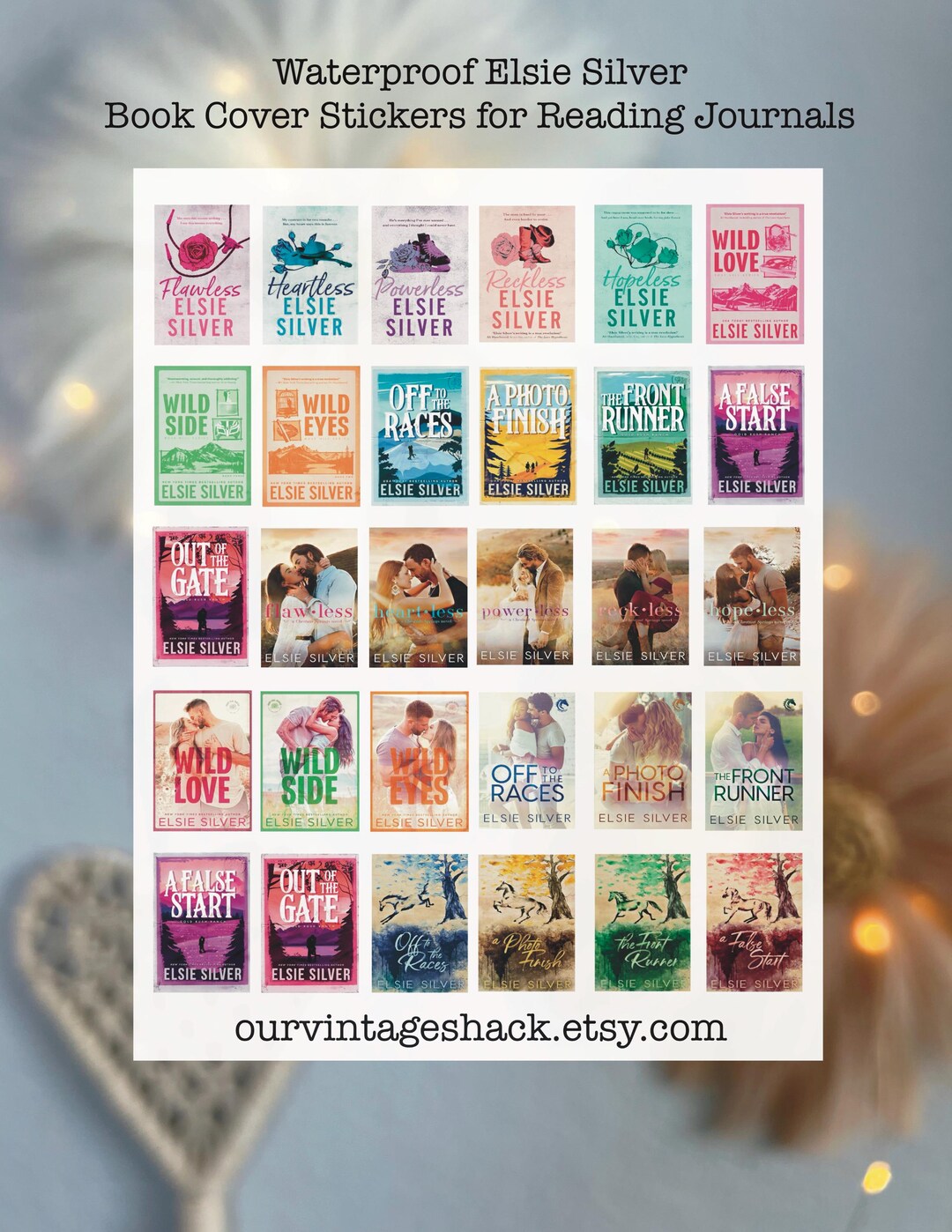 Waterproof Elsie Silver Book Cover Stickers for Book Journals, Reading ...