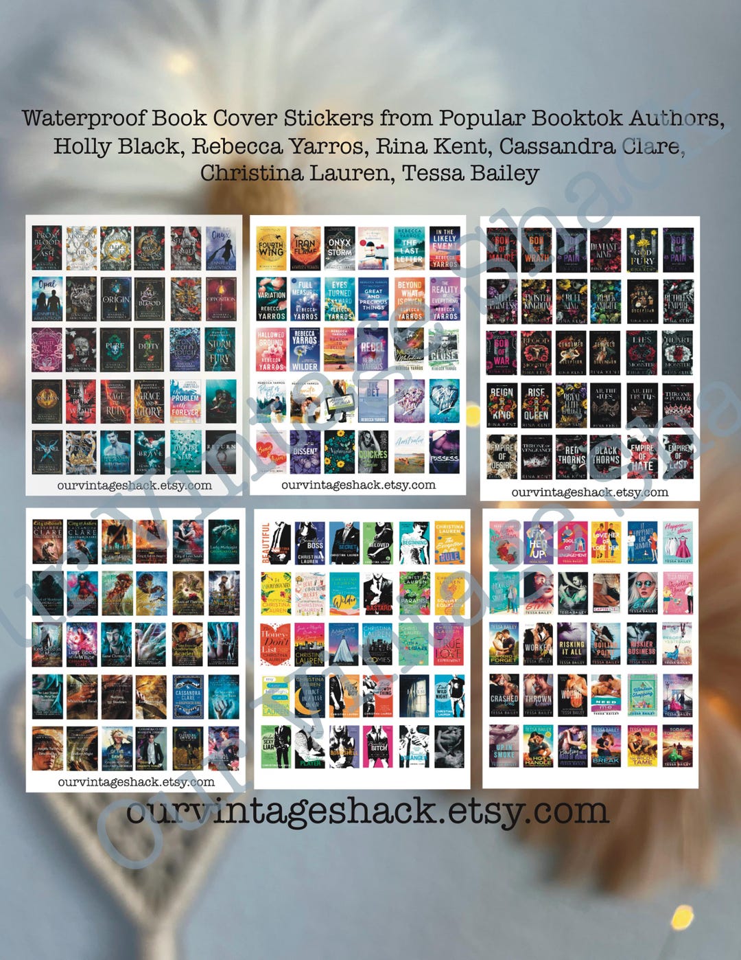 Waterproof Book Cover Stickers From Popular Booktok Authors Armentrout ...