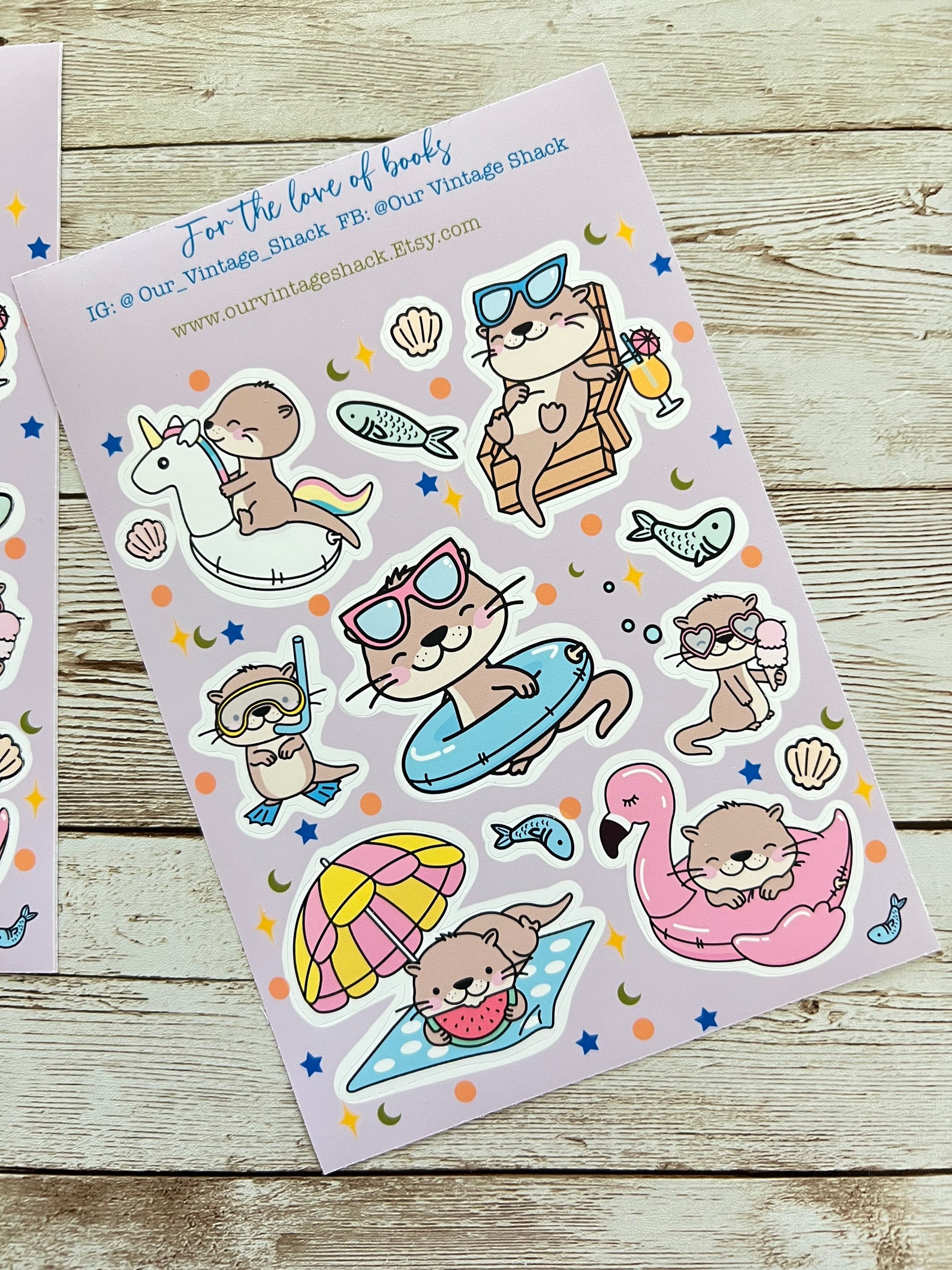 Cute Kawaii Otter Vinyl Sticker Sheet, Otter Gifts, Monterey Bay ...