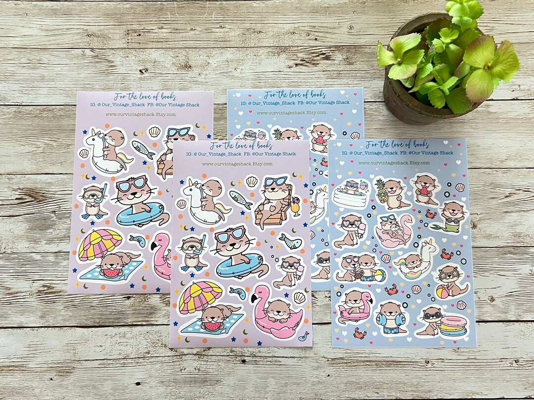 Cute Kawaii Otter Vinyl Sticker Sheet, Otter Gifts, Monterey Bay ...