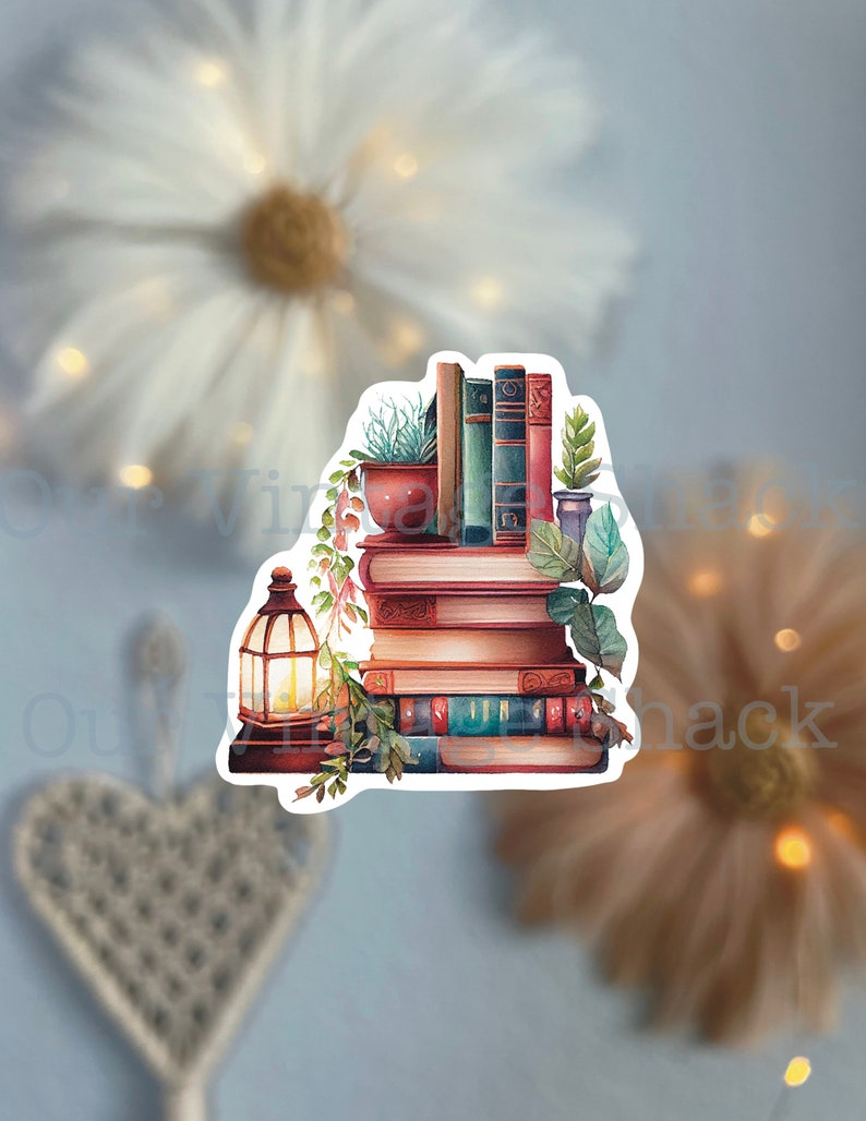 Vintage Boho Book Stack Vinyl Stickers Readers Book Lovers - Etsy