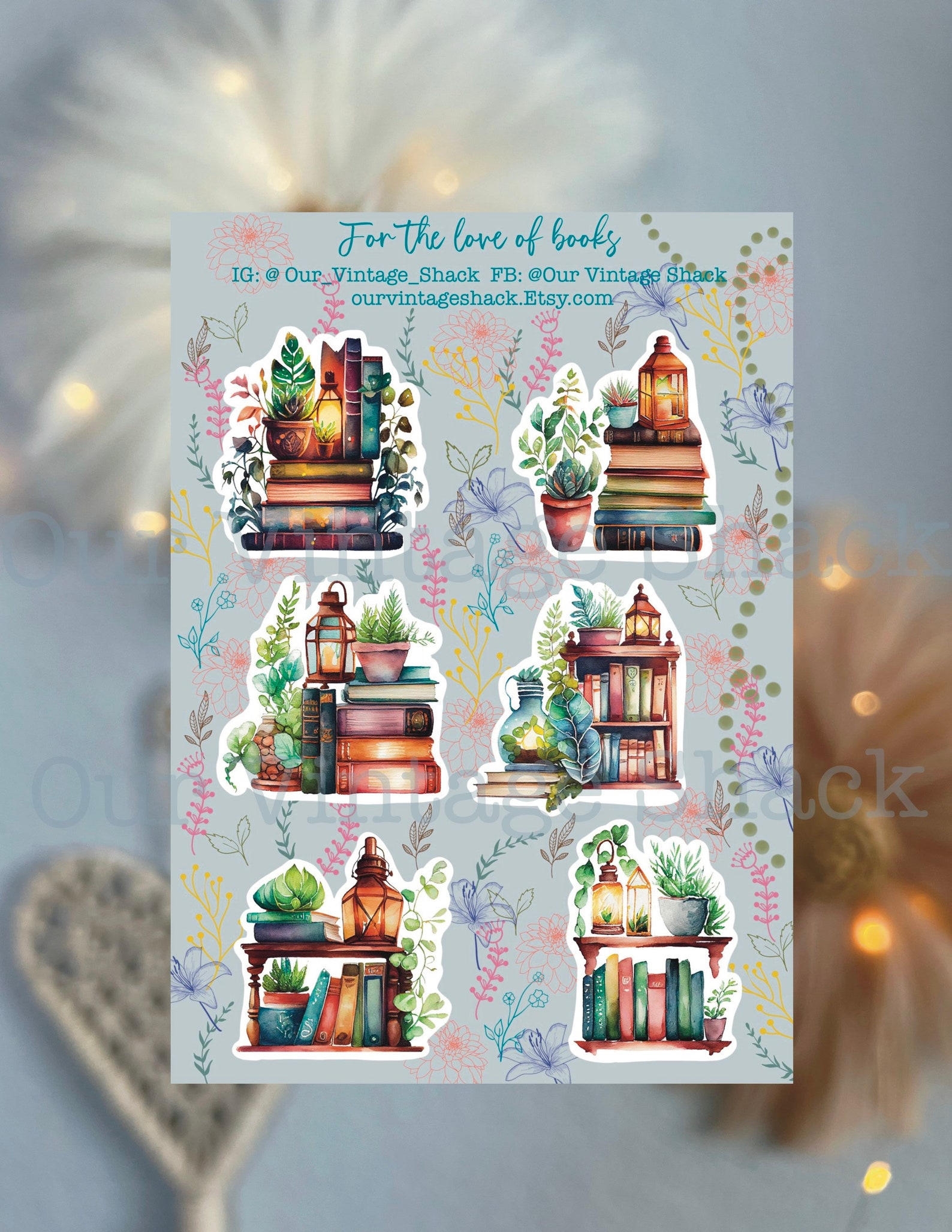Boho Vintage Bookshelves Vinyl Sticker Sheets Book Lovers - Etsy