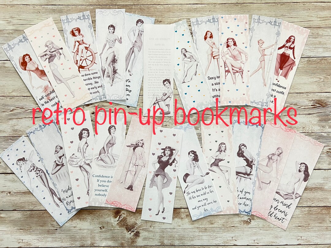 Set of 4 Retro Pin-up Girls Bookmarks With Empowering Quotes Premium ...