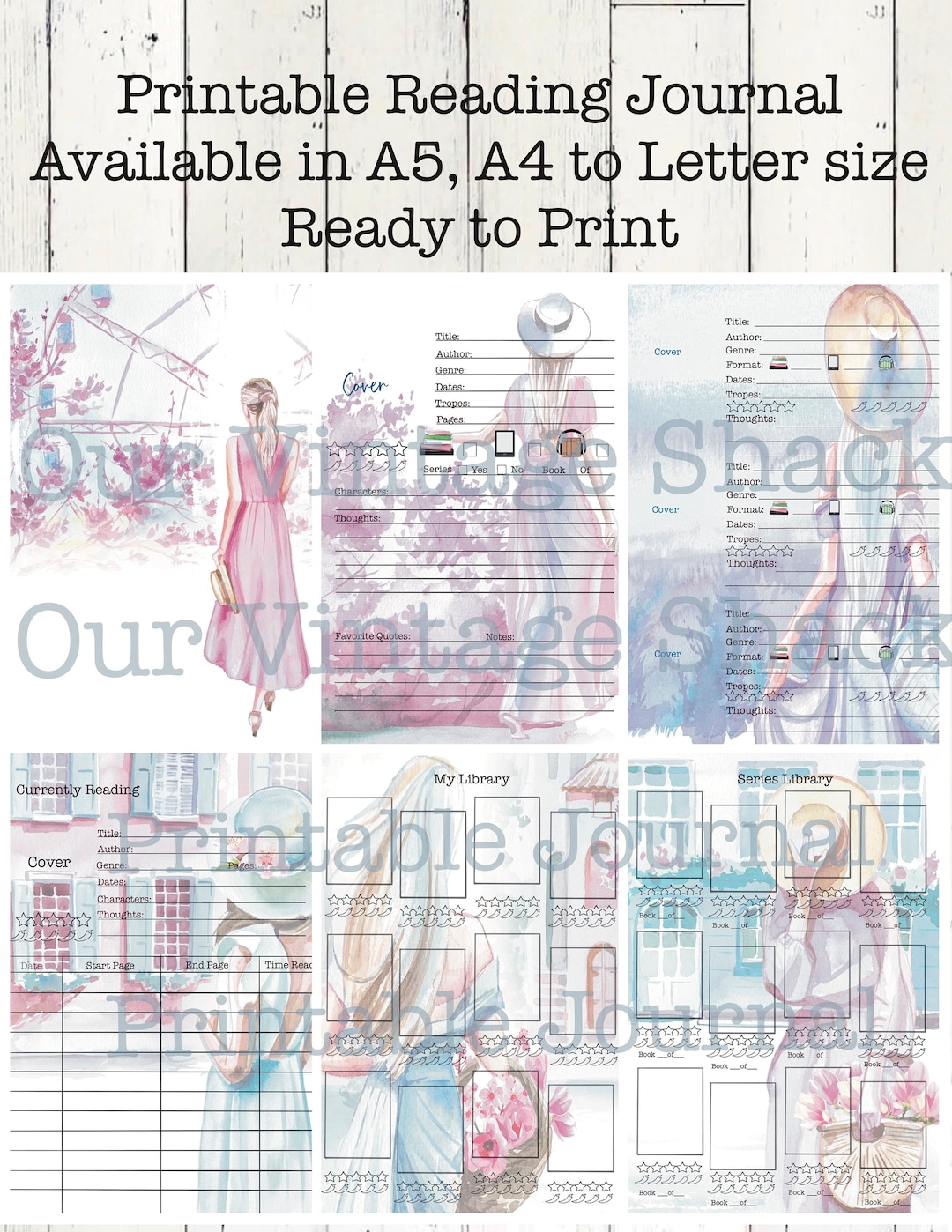 Sakura Printable Reading Journal, PDF, A5 to Letter Size, Booktok ...