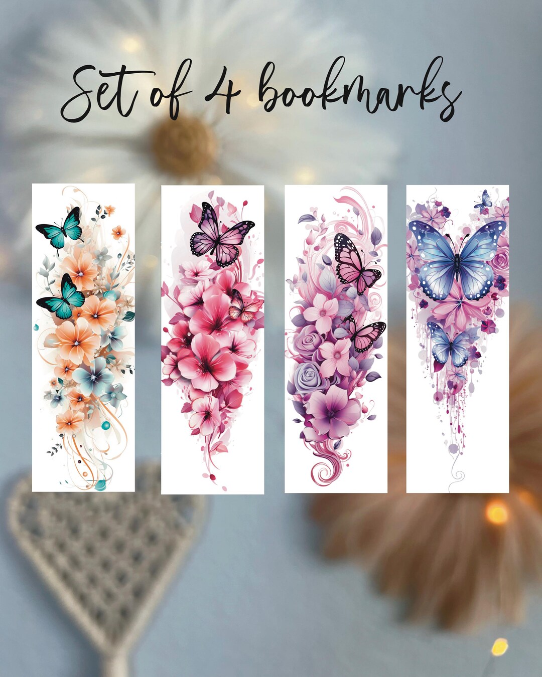 Ready-to-ship! Set of 4 Butterflies Bookmarks - Etsy