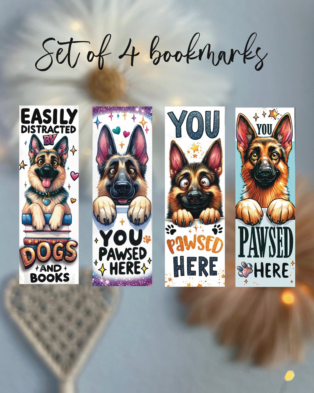 Ready-to-ship! Set of 4 German Shepherd Bookmarks - Etsy