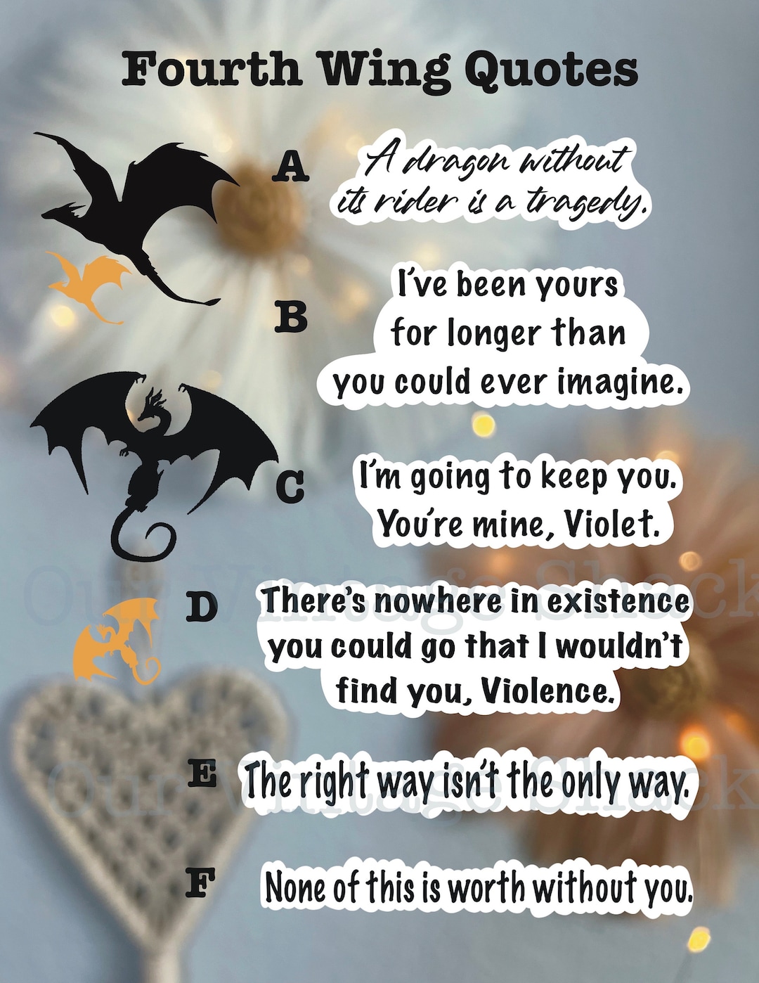 Fourth Wing Vinyl Sticker Quotes, Readers, Book Lovers, Book Nerds ...