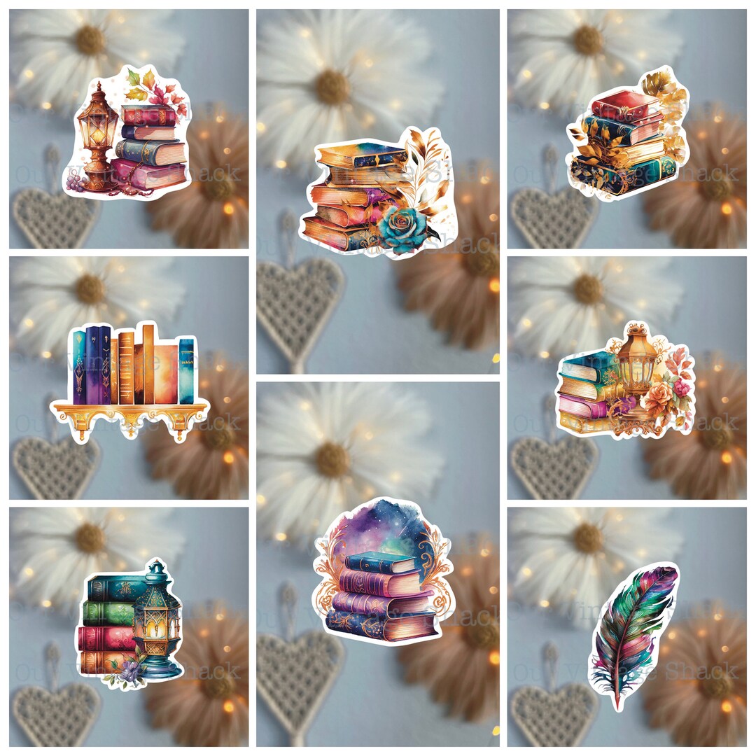 Fantasy Book Stack Vinyl Stickers Readers, Book Lovers, Book Nerds ...