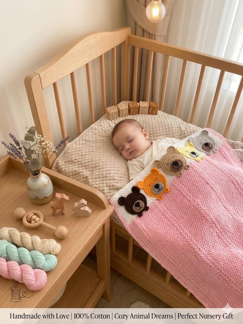 Sweetheart Teddy Bear Baby Blanket, Crochet Blanket,knitted Baby ...