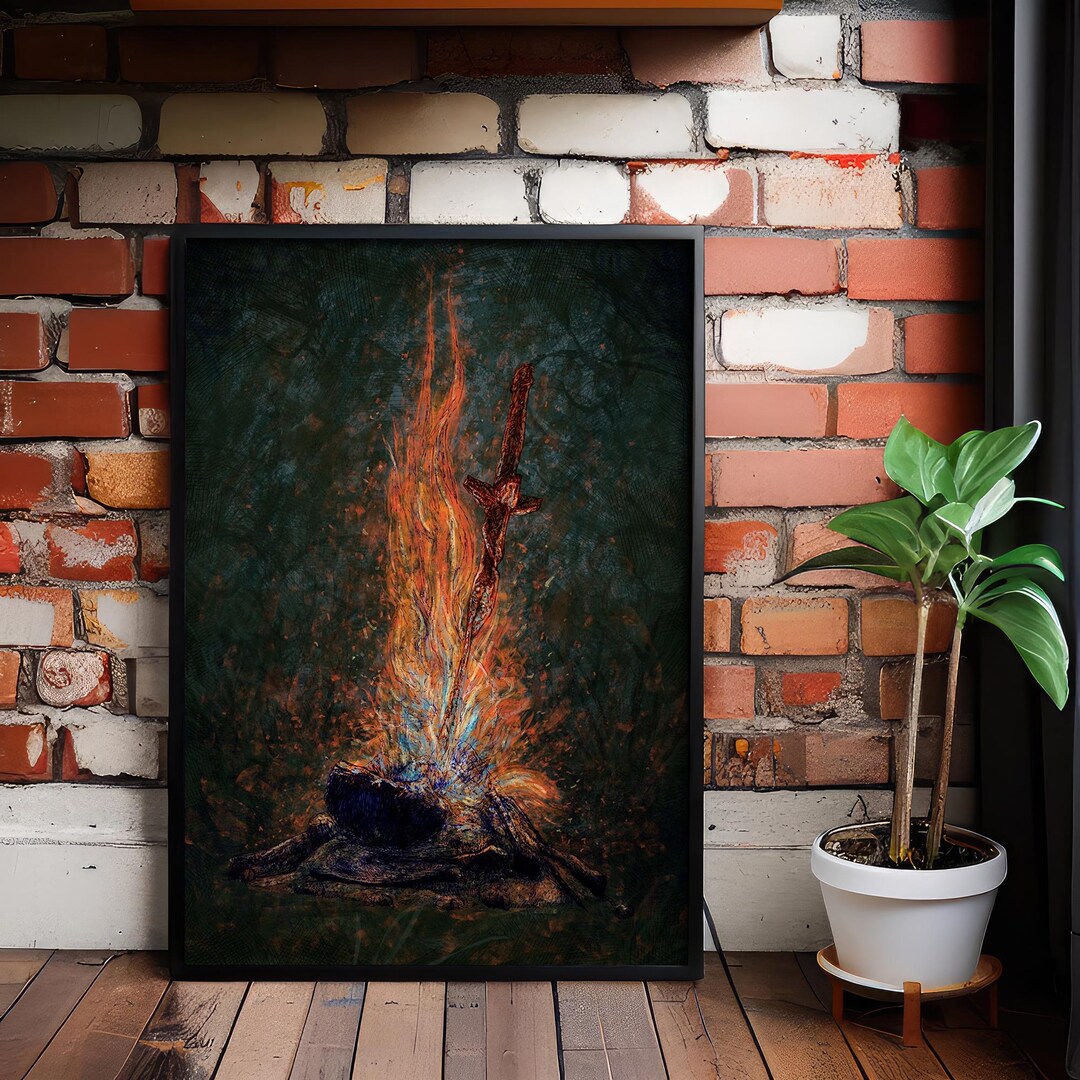 Dark Souls Bonfire Wall Art – Rest, Death & Rebirth | Gothic Fantasy ...