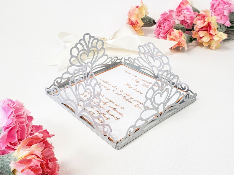 Four-fold, Square Invitation Template - SVG, DXF, Eps, Pdf - Silhouette ...