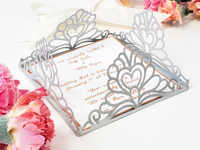 Four-fold, Square Invitation Template - SVG, DXF, Eps, Pdf - Silhouette ...