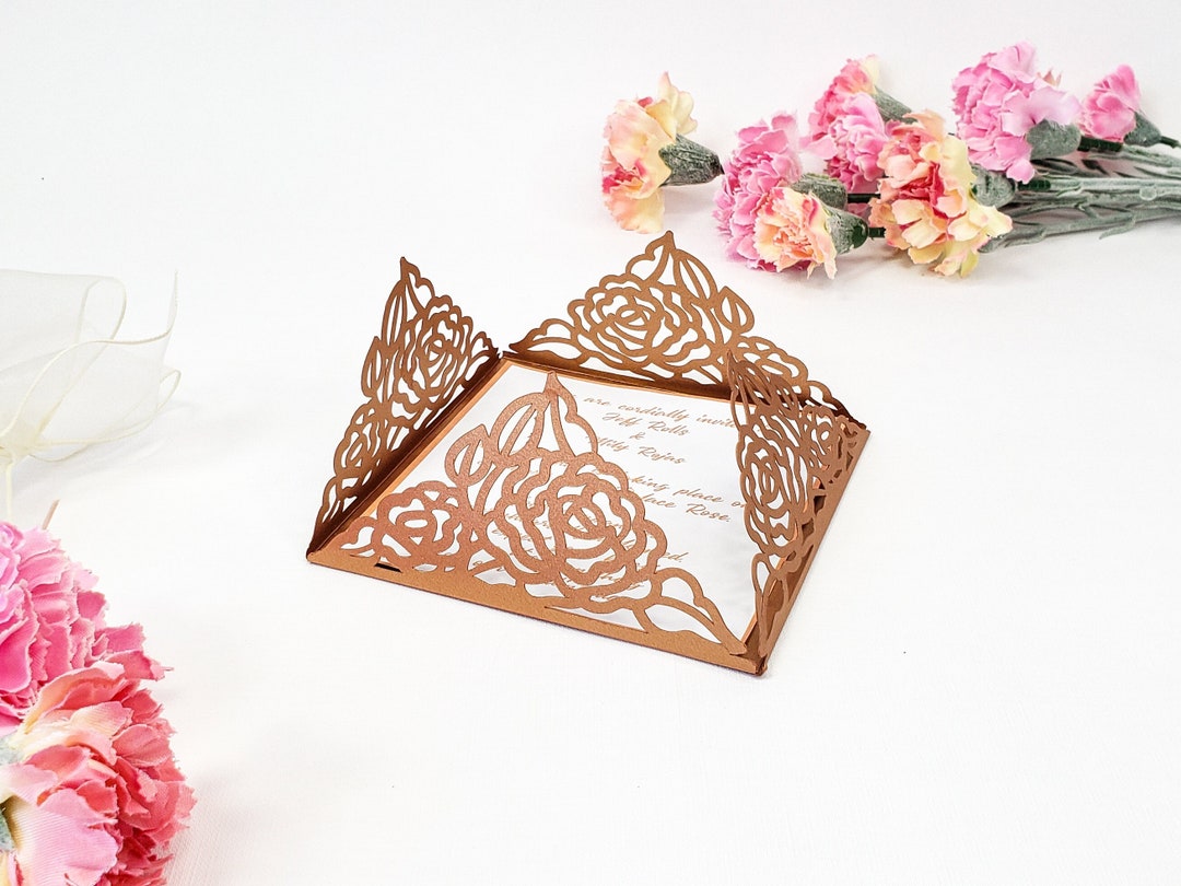 Four-fold, Square Invitation Template - SVG, DXF, Eps, Pdf - Silhouette ...