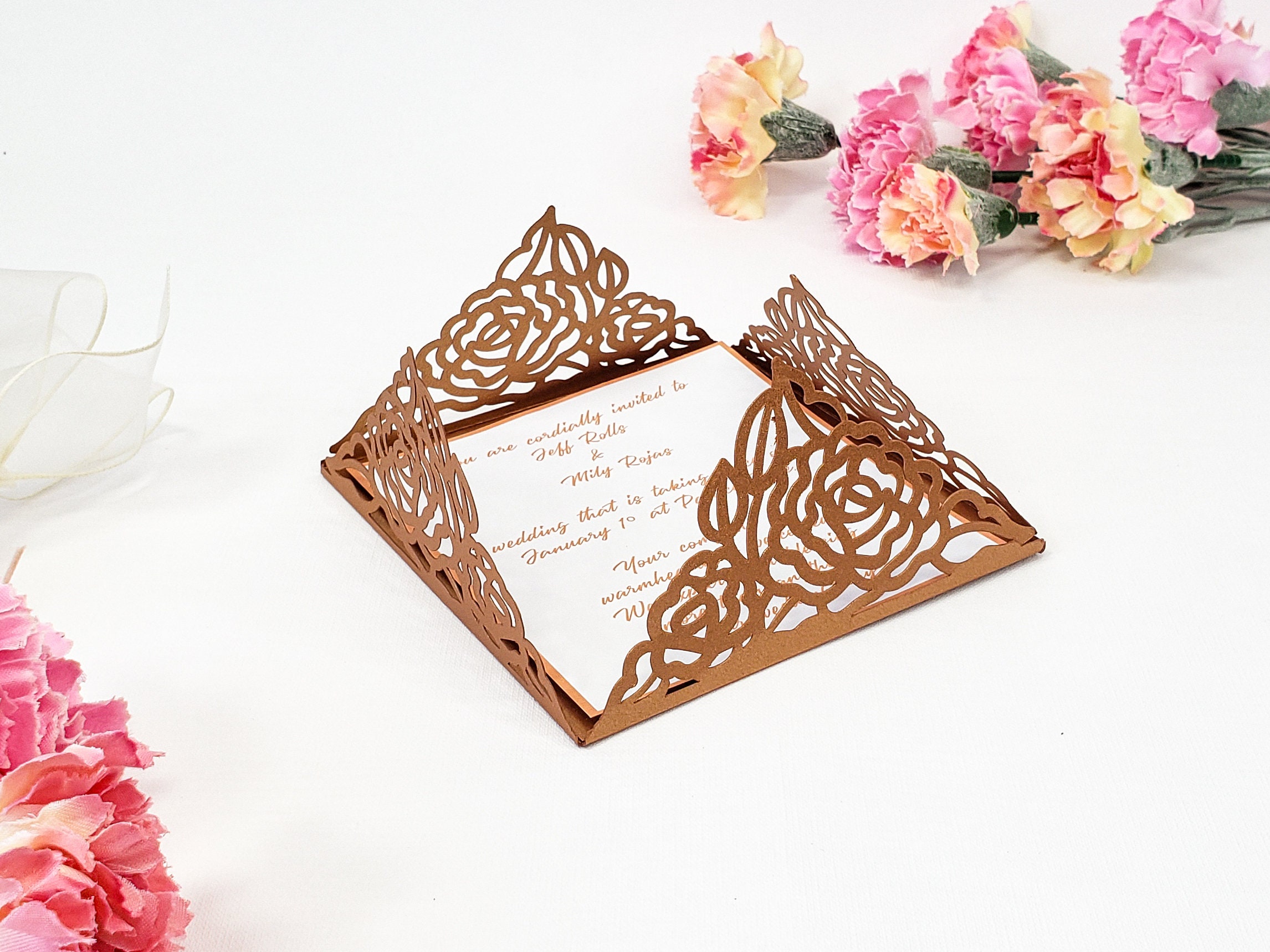 Four-fold, Square Invitation Template - SVG, DXF, Eps, Pdf - Silhouette ...