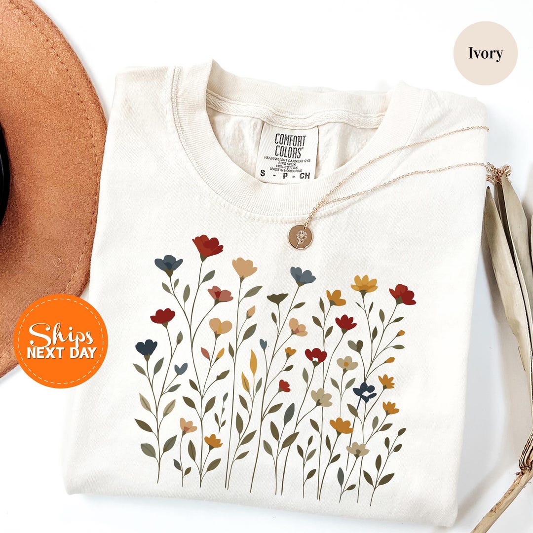 Vintage Pressed Flower Comfort Colors, Vintage Boho Floral Tee ...
