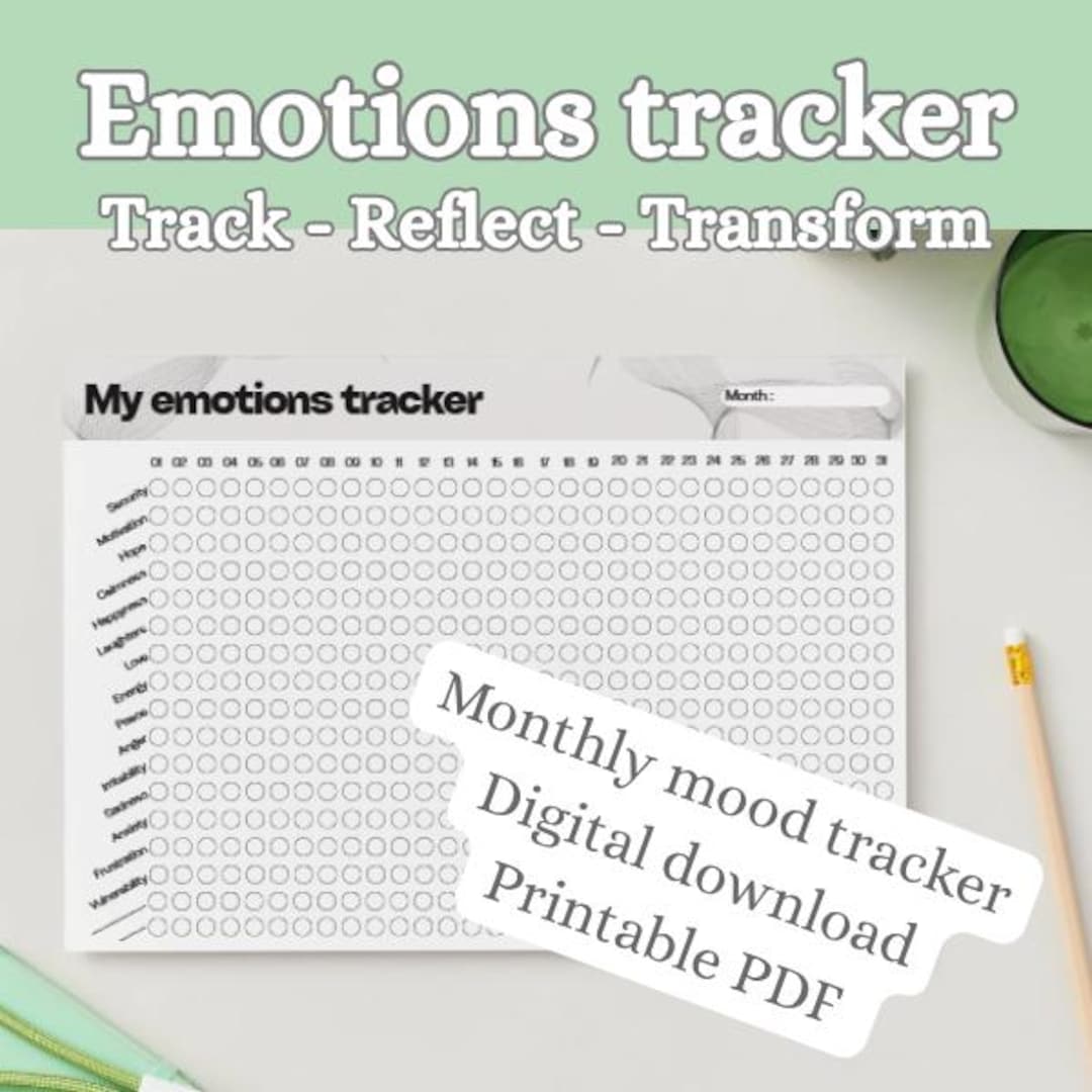 Monthly Emotional Tracker / Mood Journal, Self-awareness Tool ...