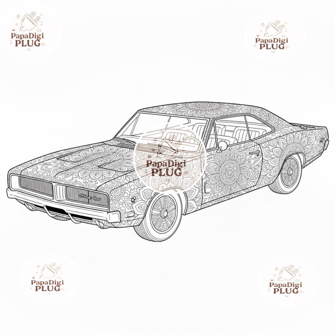 Vintage Car Mandala Coloring Pages | Retro Vehicle Art (PDF) - Etsy