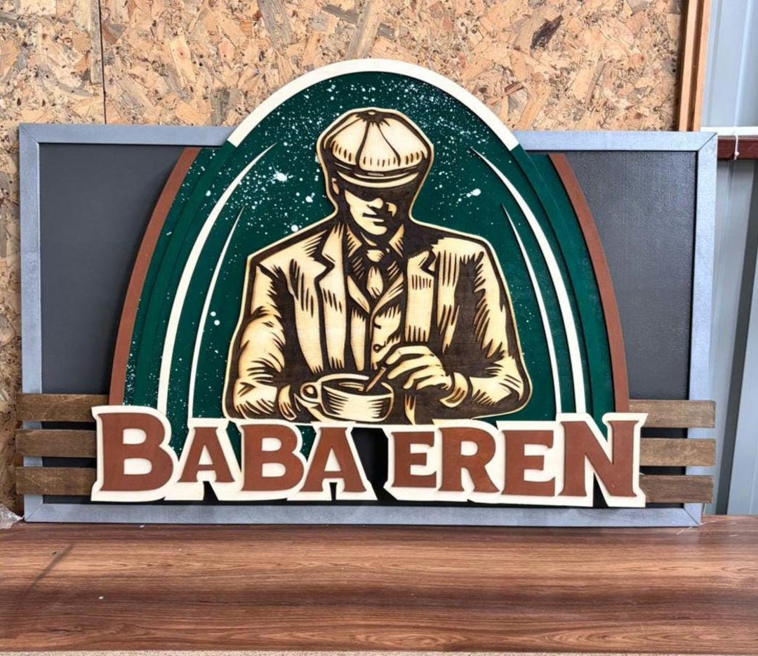 Layered Wood Coffee Shop Sign, Vintage Barista Logo, Custom Business ...