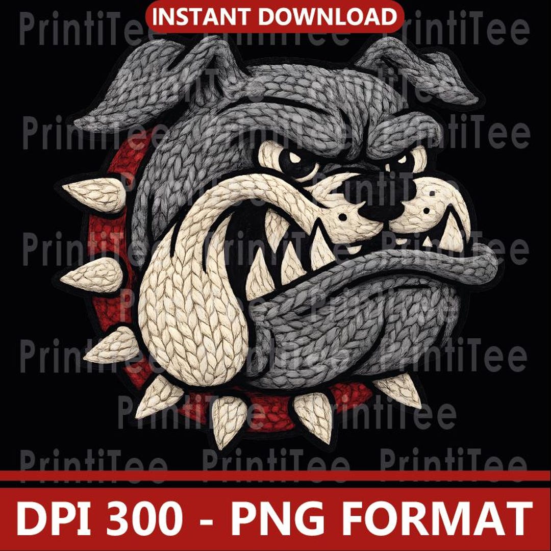 Bulldog PNG | Crochet Bulldog Mascot Clipart | Fierce Dog Head | Yarn ...