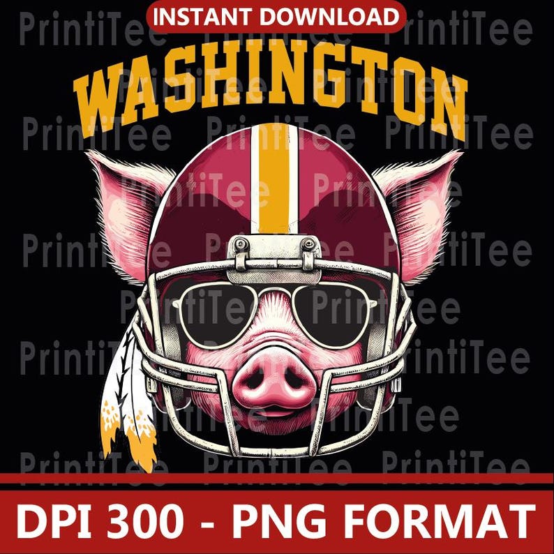 Washington Pig PNG | Funny Hog Helmet Clipart | Football Pig Head ...