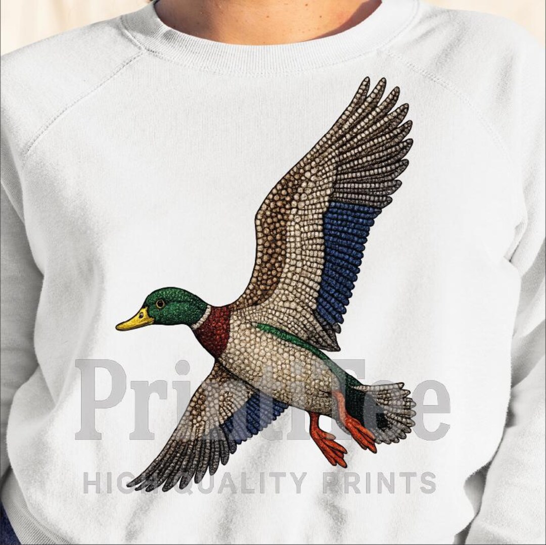 Faux Rhinestone Mallard Duck Flying , Digital Design, PNG and ...