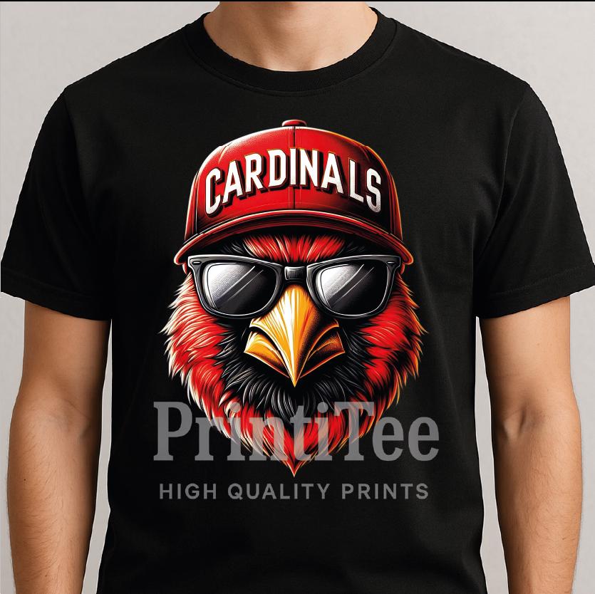 Cardinal Bird PNG | Red Bird Mascot With Cap & Sunglasses | Retro ...