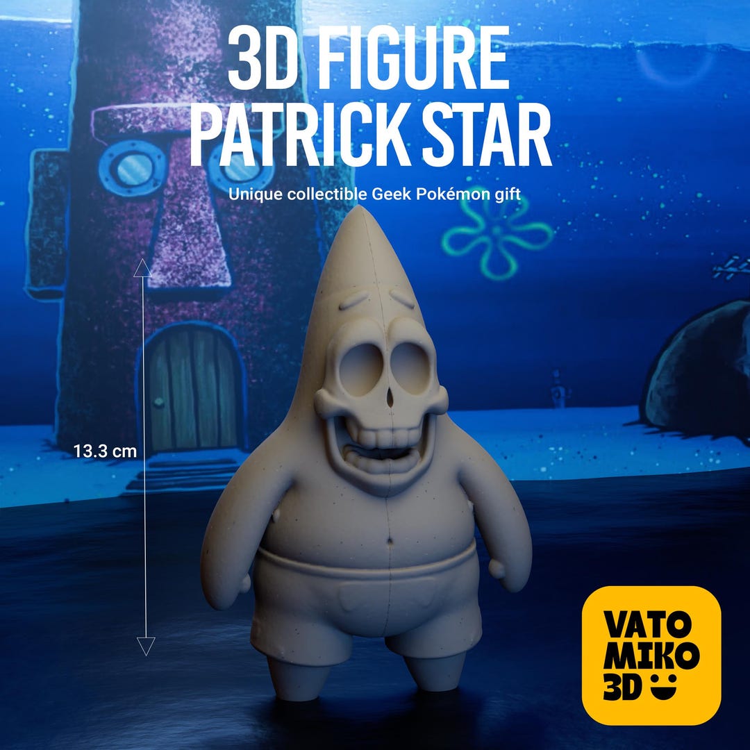 3d Printed Patrick Star Figure Collectible Patrick Star Sculpture