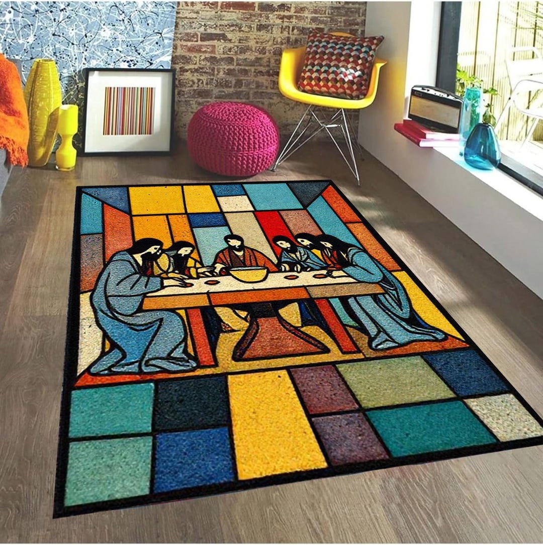 Last Supper Stained Glass Runner Rug: Washable Kitchen Decor - Etsy