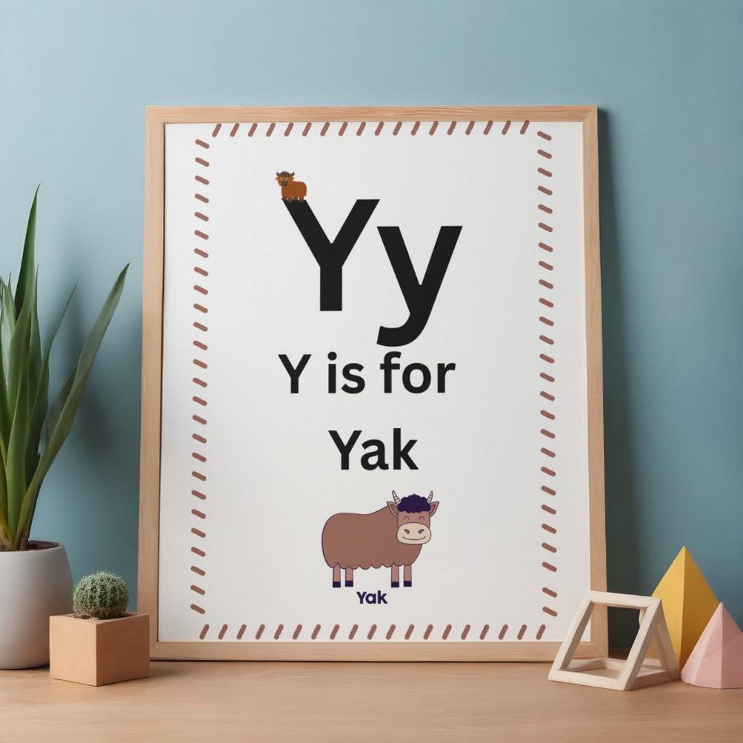 Y is for Yak Nursery Print | Animal ABC Alphabet Poster | Kids Room ...