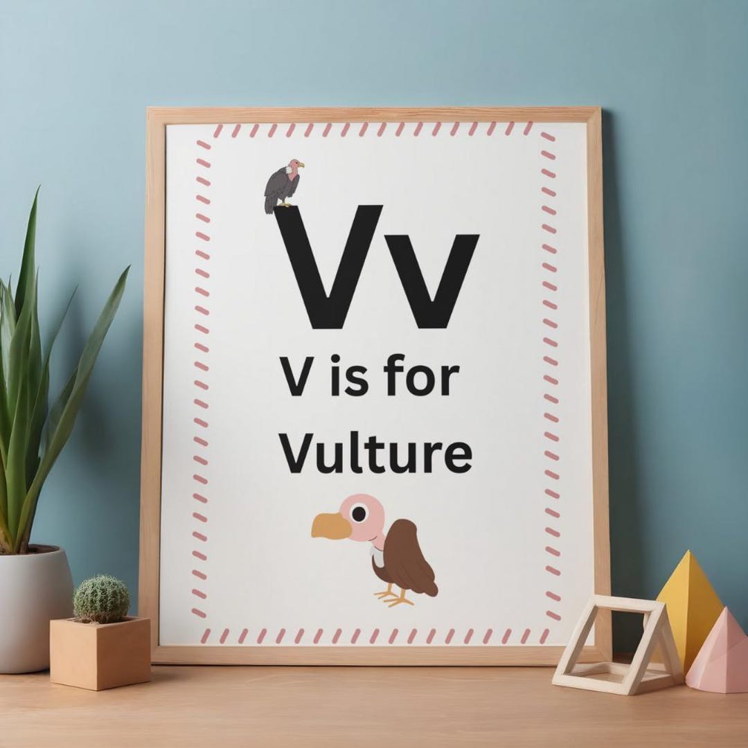 V is for Vulture Wall Art | Unique Alphabet Nursery Printable | Kids ...