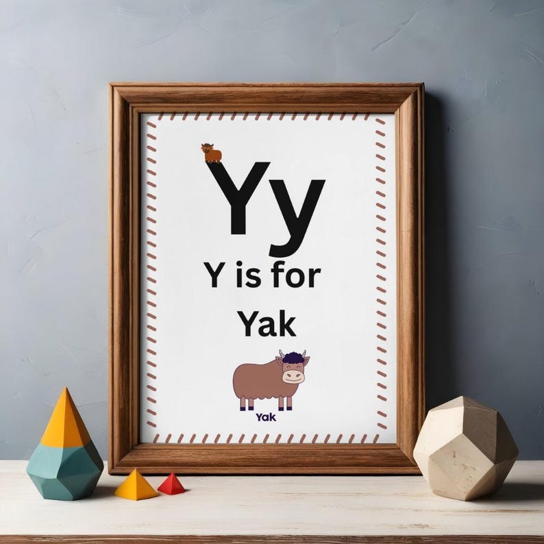 Y is for Yak Nursery Print | Animal ABC Alphabet Poster | Kids Room ...
