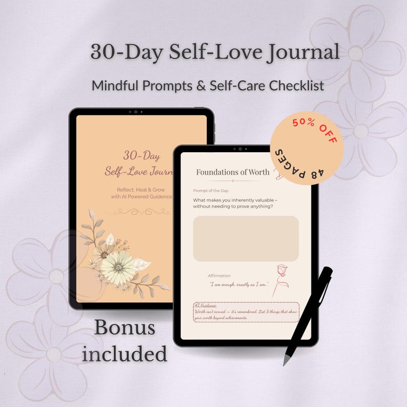 30-day Self-love Journal Printable PDF | Mindful Prompts & Mood Tracker ...