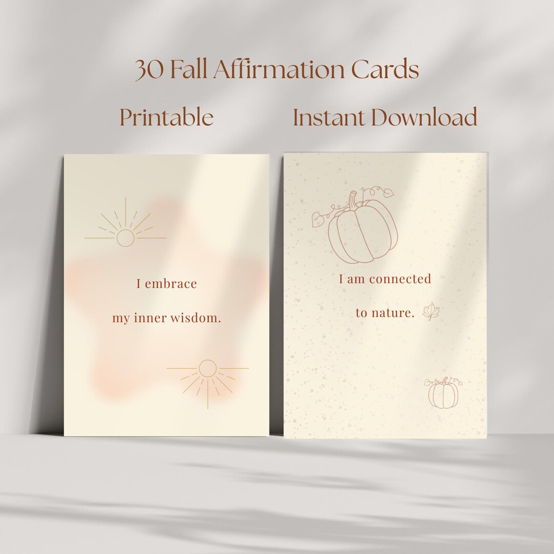 Autumn Affirmation Cards: Cozy Fall Quotes, Mindset Journal (printable ...