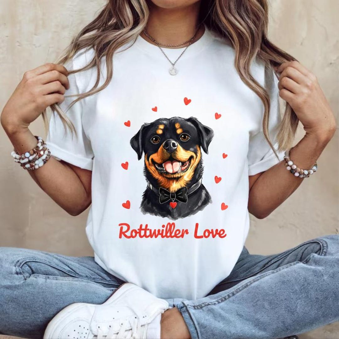 Rottweiler Love Valentine PNG, Cute Rottweiler Dog Illustration, Dog ...