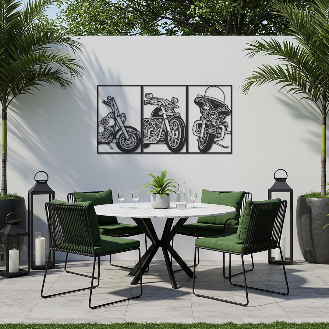 Motorcycle Wall Art, 3 Panel Metal Motorcycle Decor, Modern Bike ...