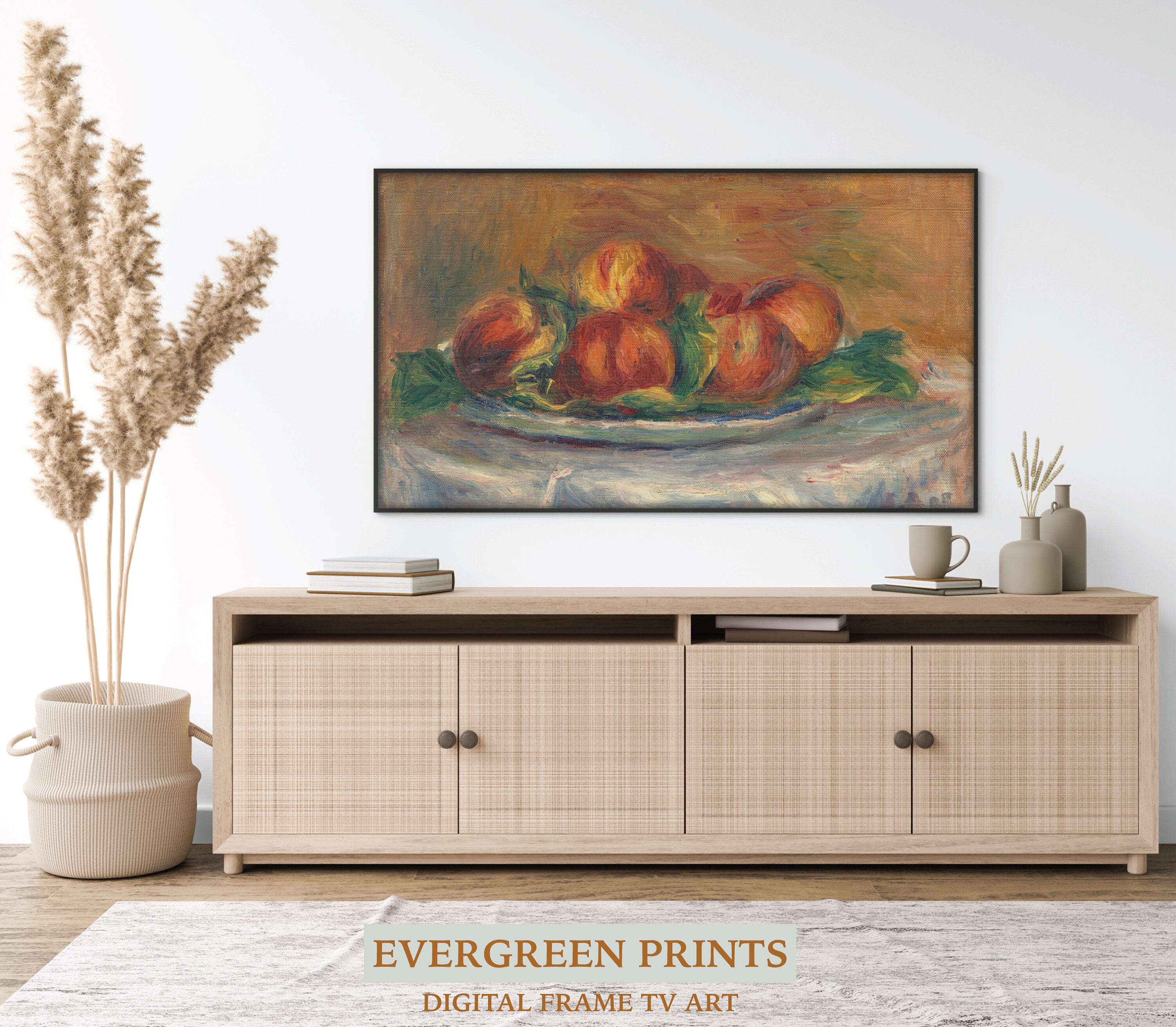 Vintage Still Life Peaches Fruit Painting Samsung Frame TV Art Frame TV ...
